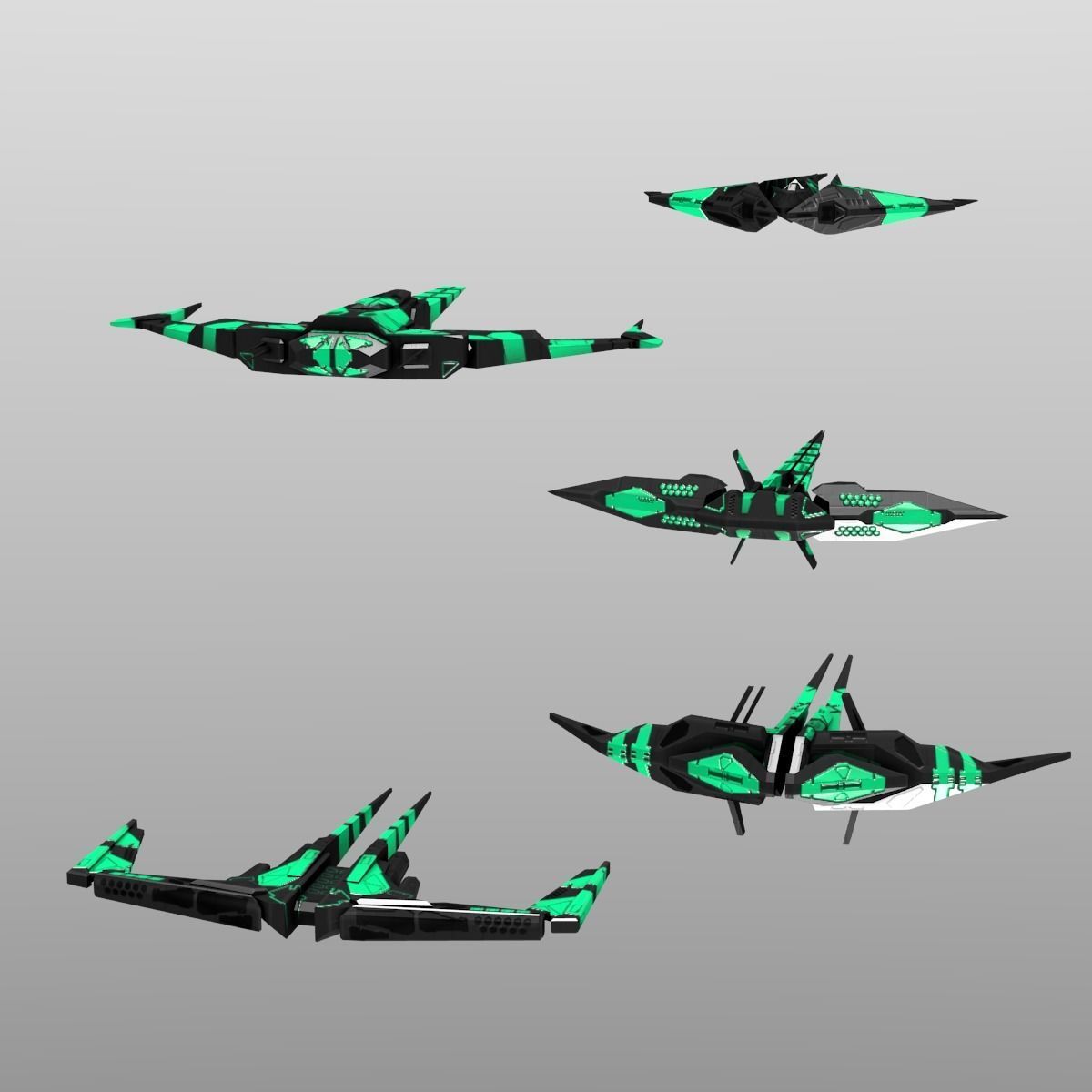 3D model Alien Spaceship Set VR / AR / low-poly | CGTrader