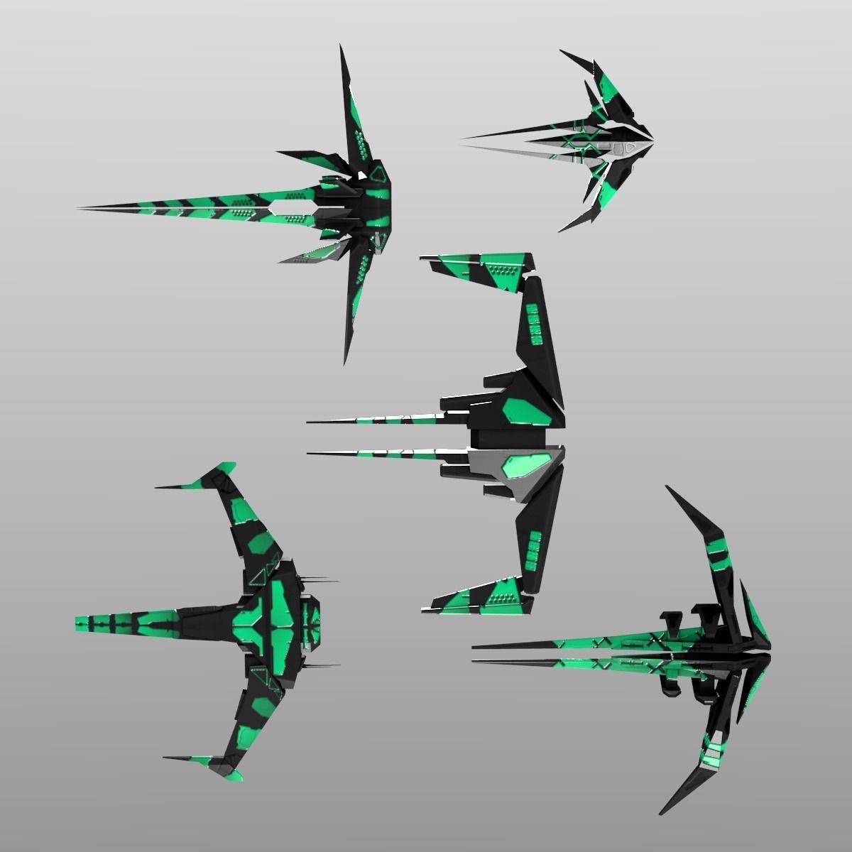 3D model Alien Spaceship Set VR / AR / low-poly | CGTrader