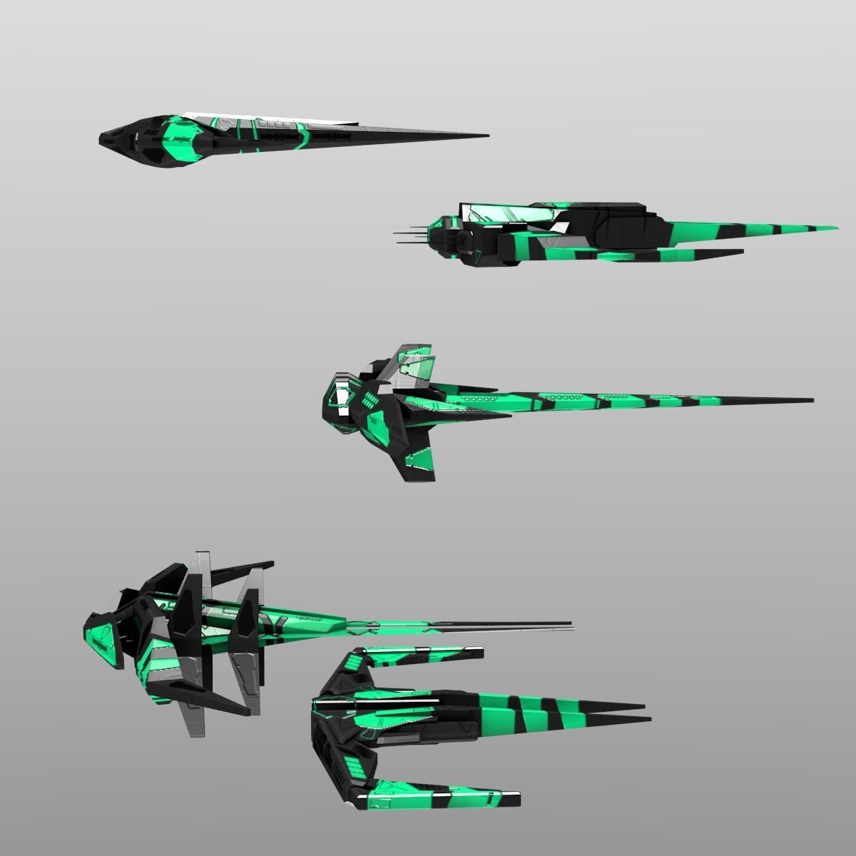 3D model Alien Spaceship Set VR / AR / low-poly | CGTrader