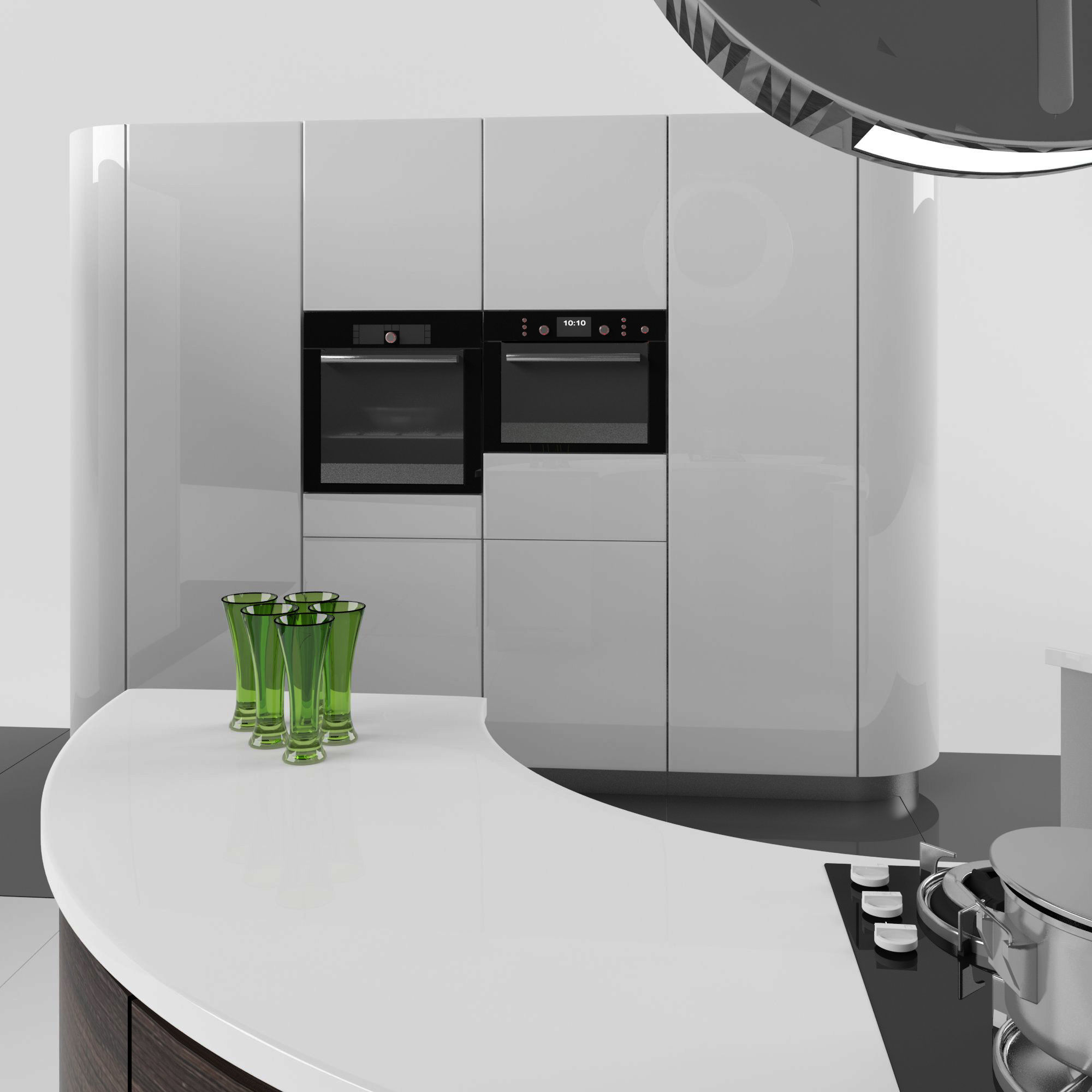 Round modern kitchen 3D model | CGTrader