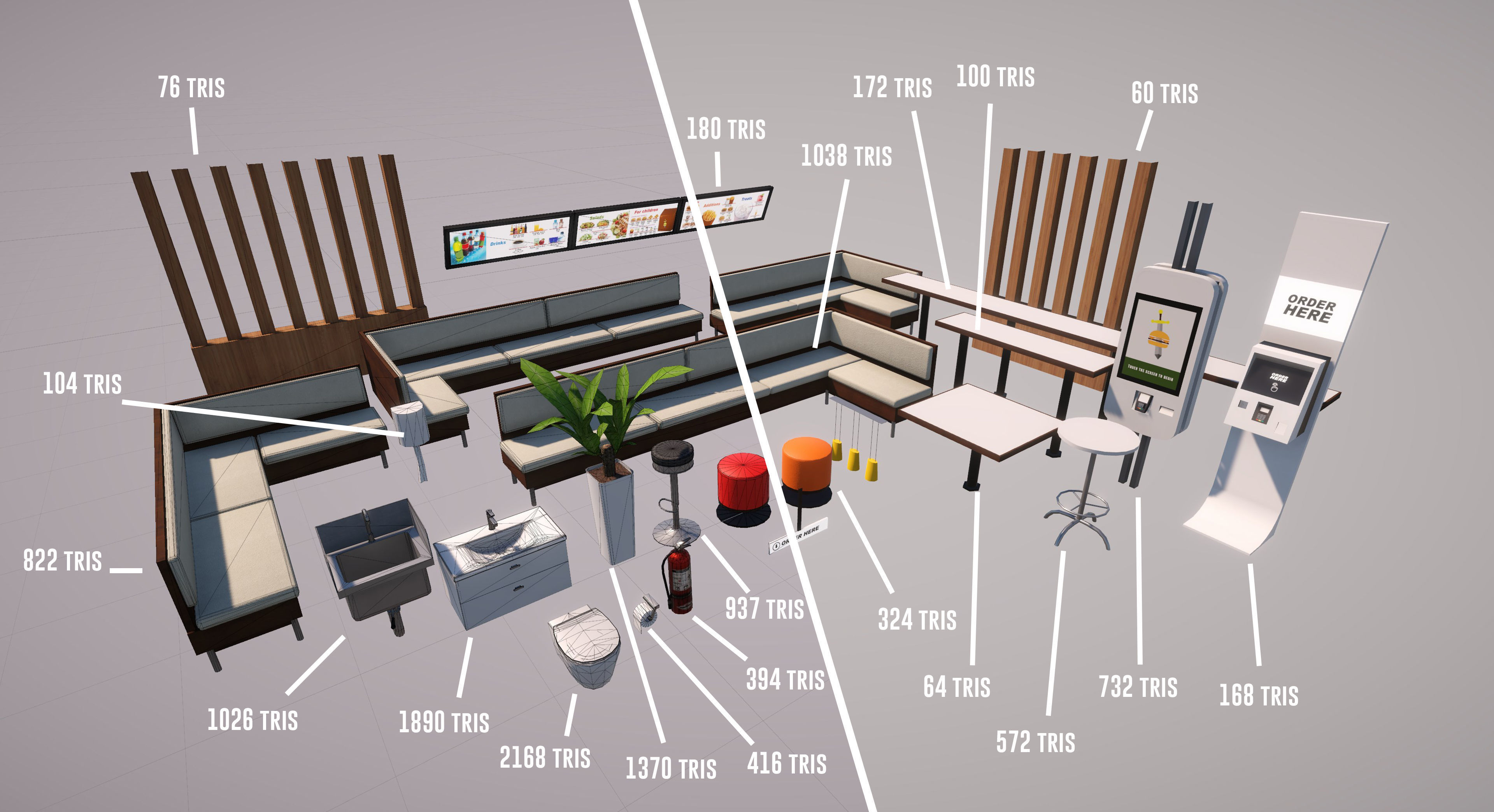 3D model Complete Fast Food Restaurant VR / AR / low-poly | CGTrader