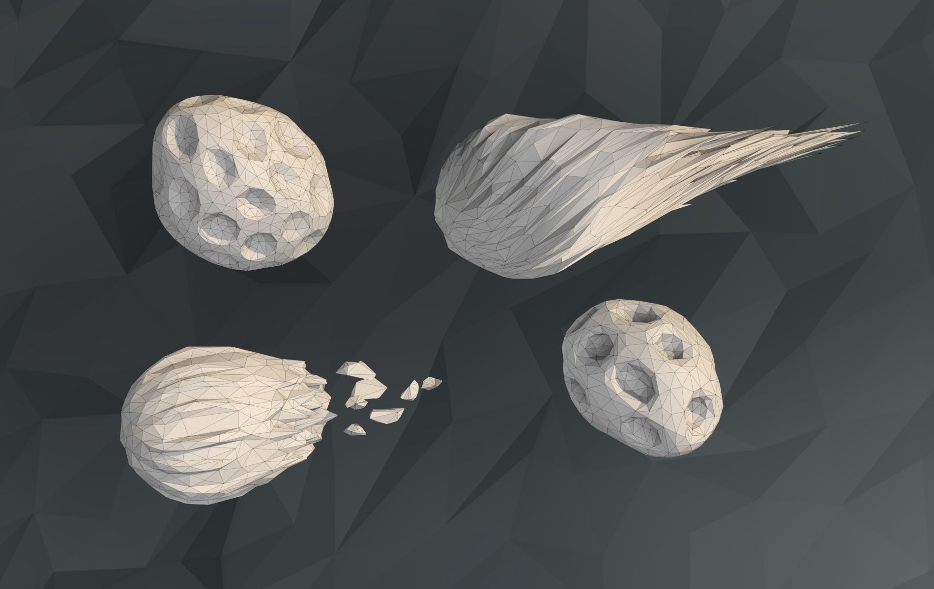 3D model Low poly Asteroids VR / AR / low-poly | CGTrader