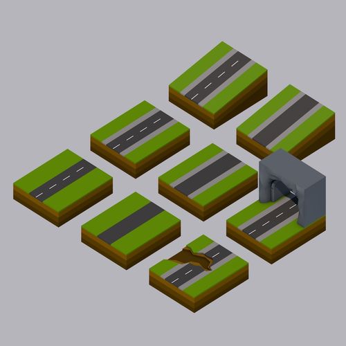 Low Poly Road Set 1 of roads and bridges free VR / AR / low-poly 3D ...