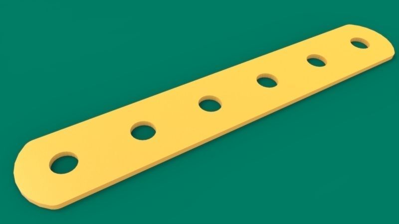 Flat Metal Strip 6 Holes - Meccano Part free 3D model | CGTrader
