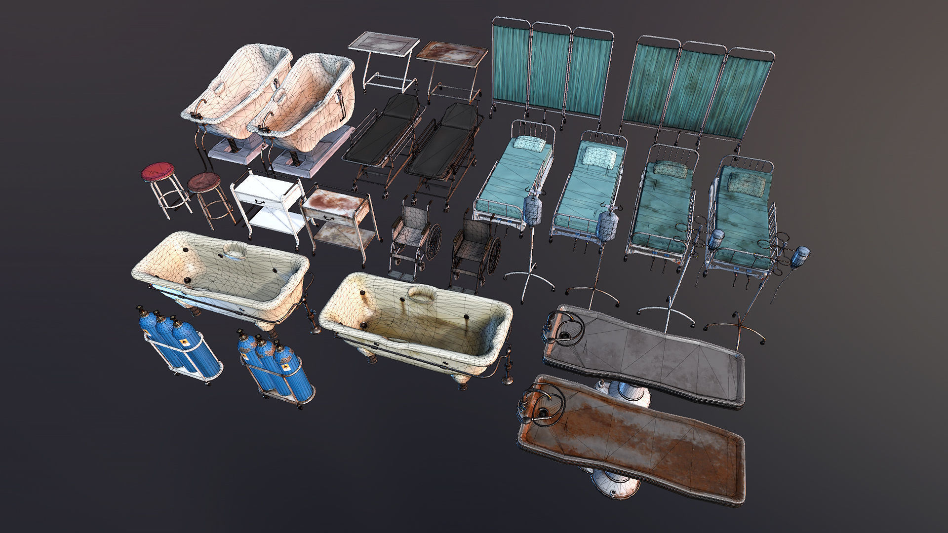 3D model Vintage hospital props VR / AR / low-poly | CGTrader