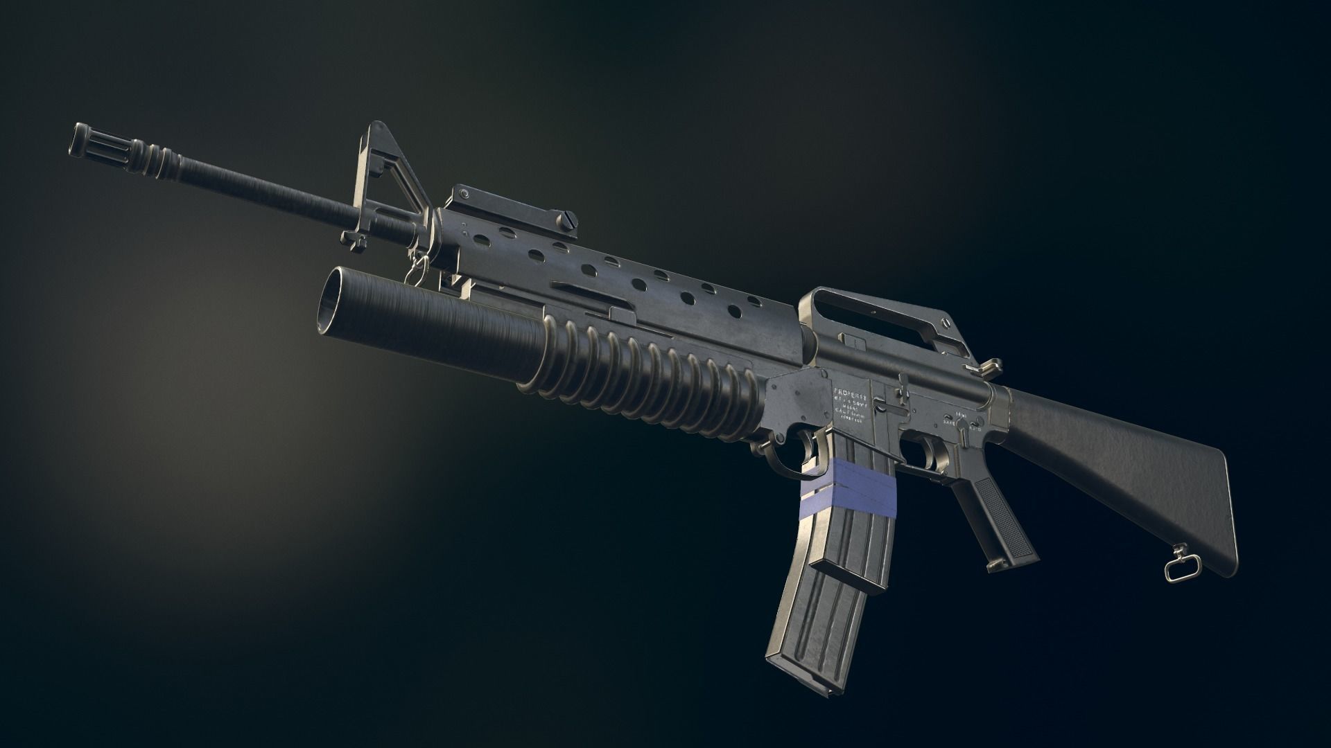 3D model M16A1 Automatic Rifle equipped with M203 Launcher VR / AR ...