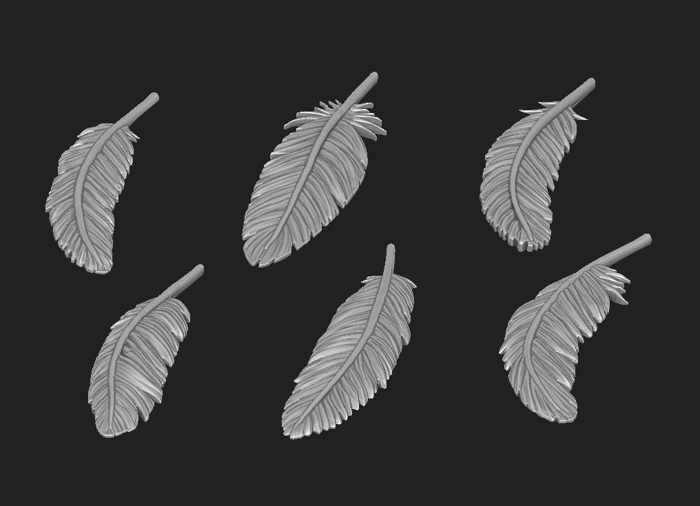 Feather Set 3D model 3D printable | CGTrader