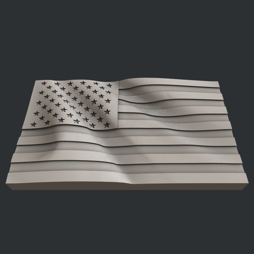 3d STL models for CNC set flags USA 3D model | CGTrader