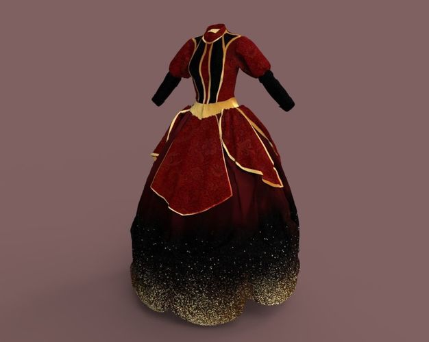 Victorian dress model 3D model | CGTrader