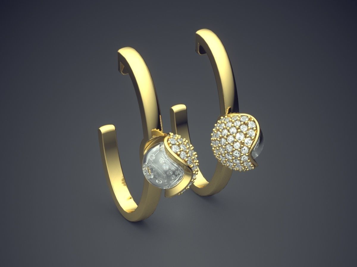 Unique Luxurious Textured Earrings with Diamonds 3D model 3D printable ...