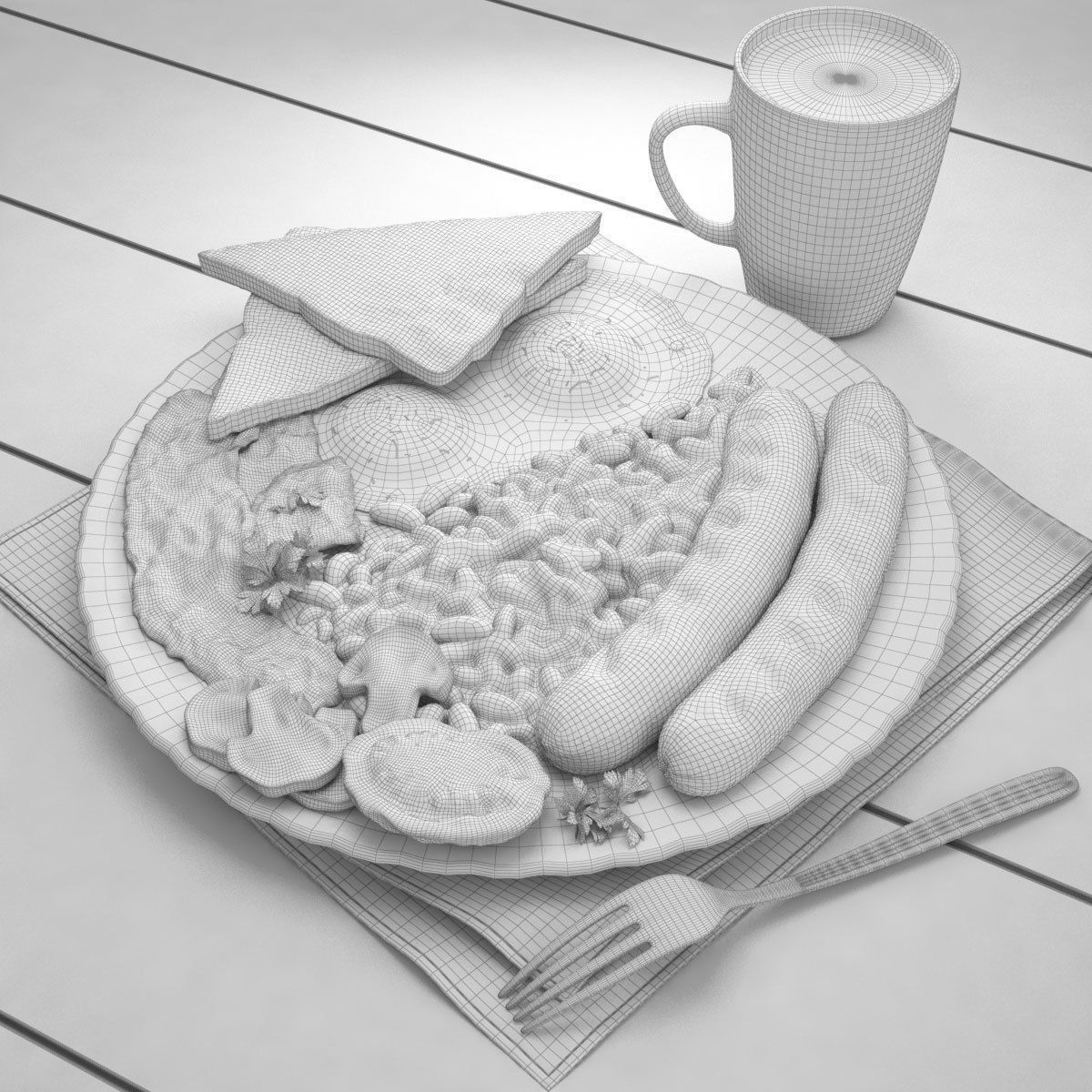 Full English breakfast 3D model | CGTrader