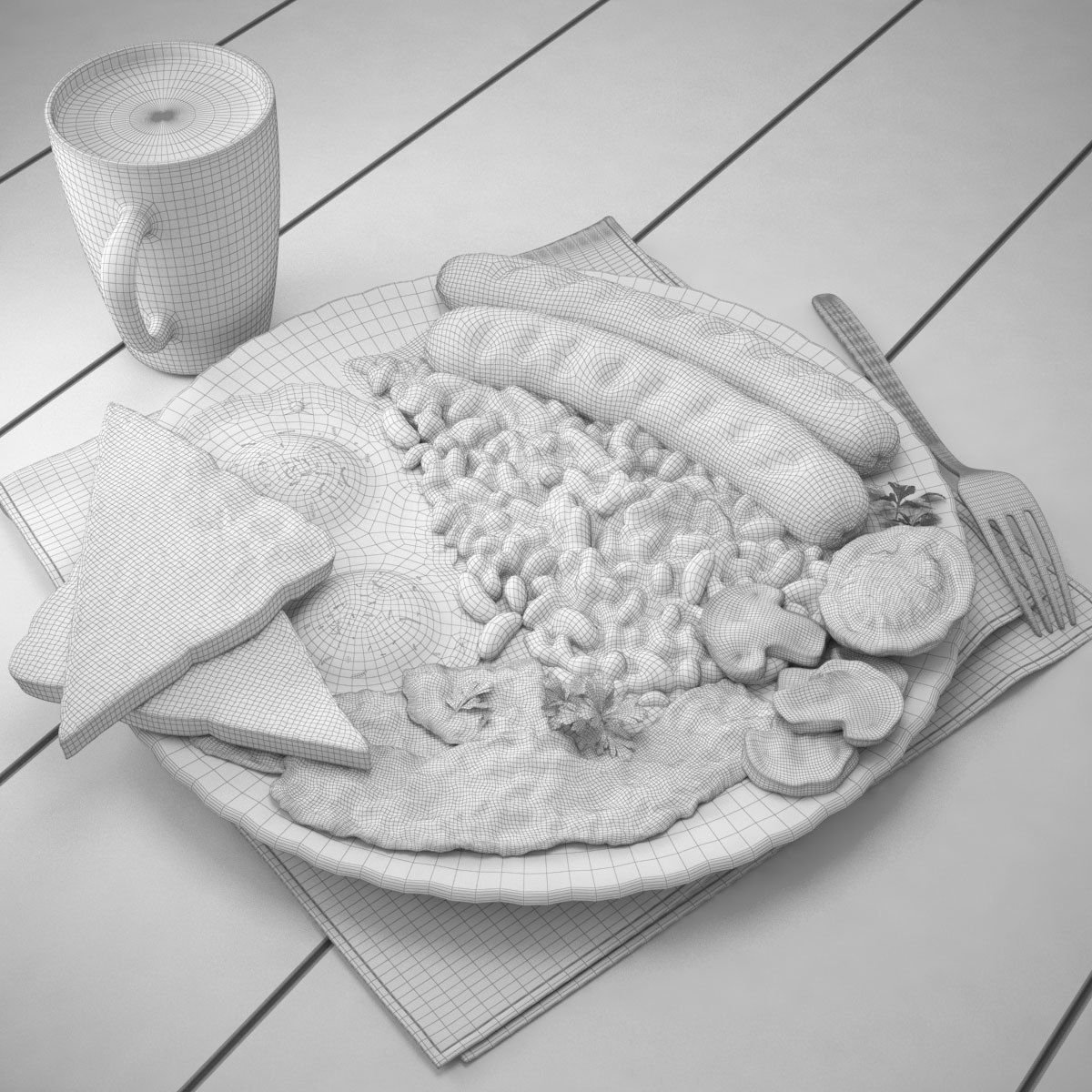 Full English breakfast 3D model | CGTrader