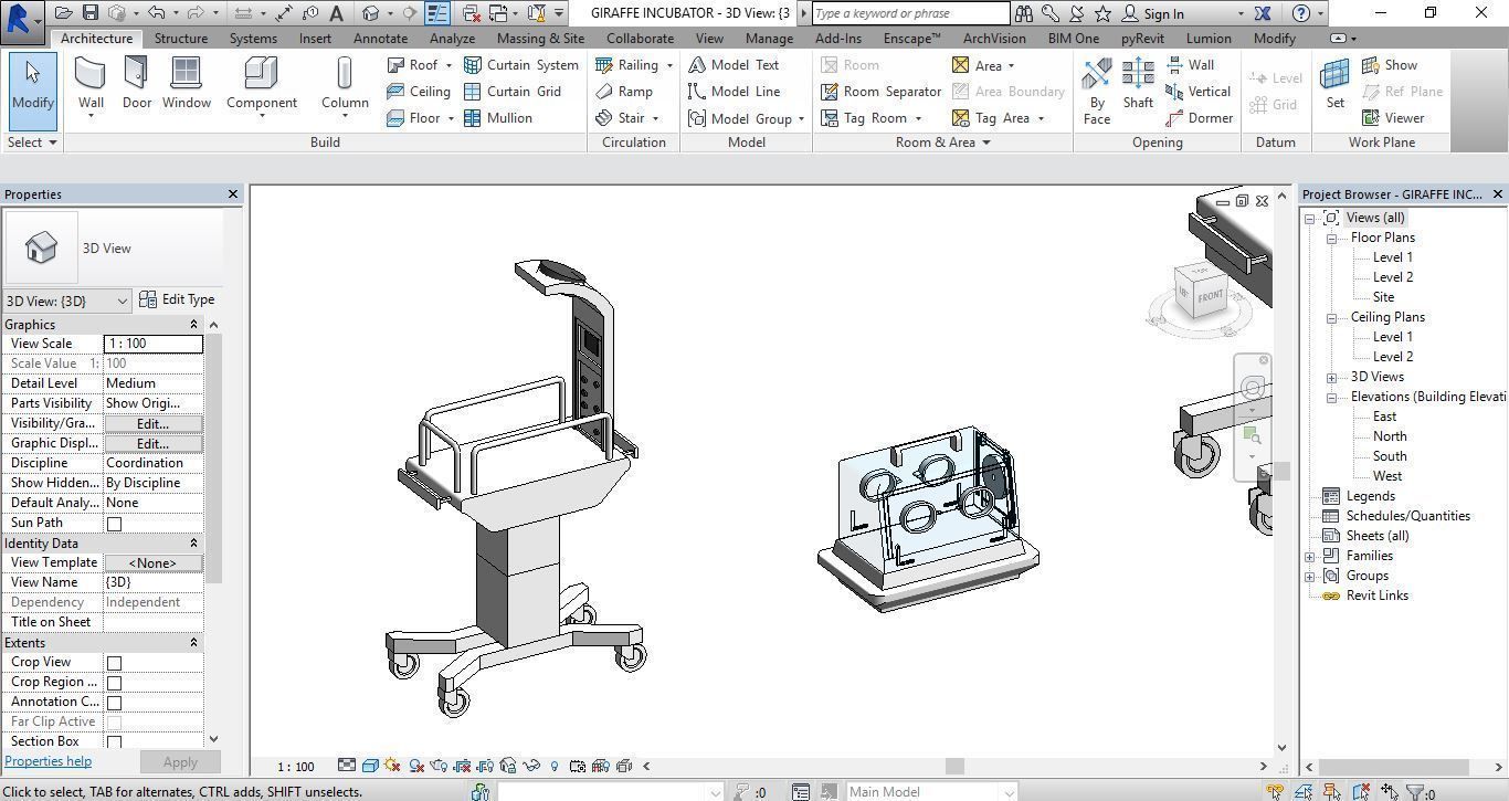 7 Models for GIRAFFE INCUBATOR Revit Family 2015 3D model | CGTrader