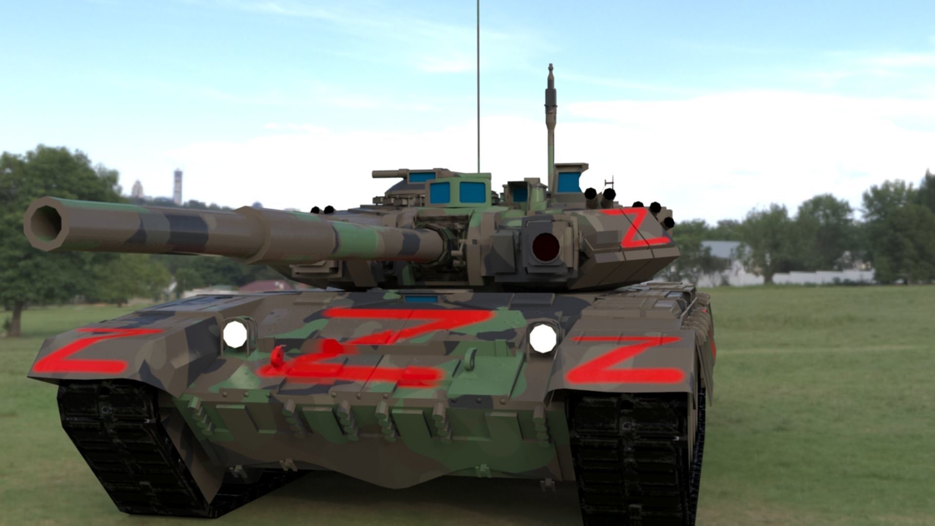 3D model Wagner PMC T90A Tank with Iconic Red Z Marking 3D Model VR / AR / low-poly | CGTrader