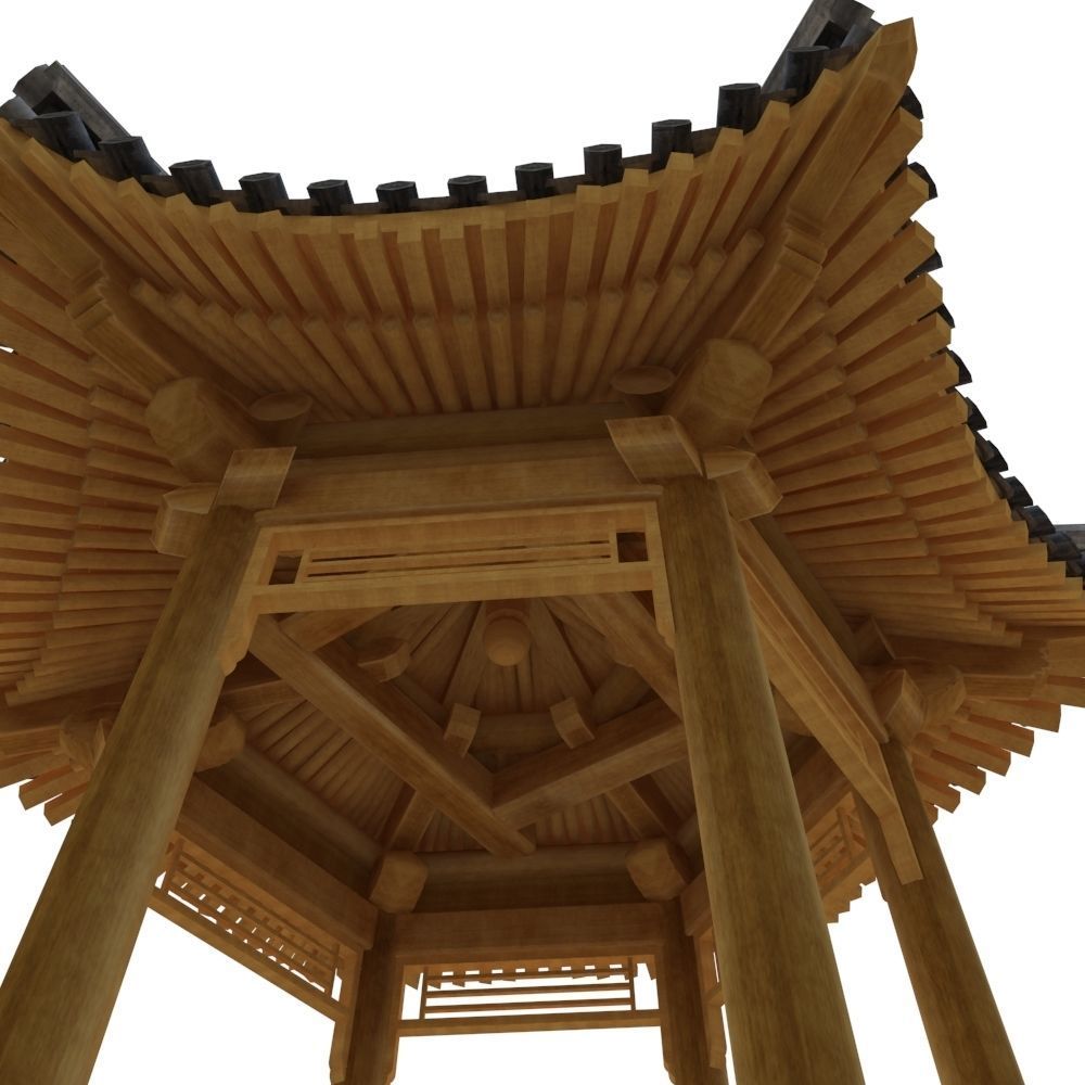 3D model Ancient Chinese Architecture Six corner Pavilion VR / AR / low ...