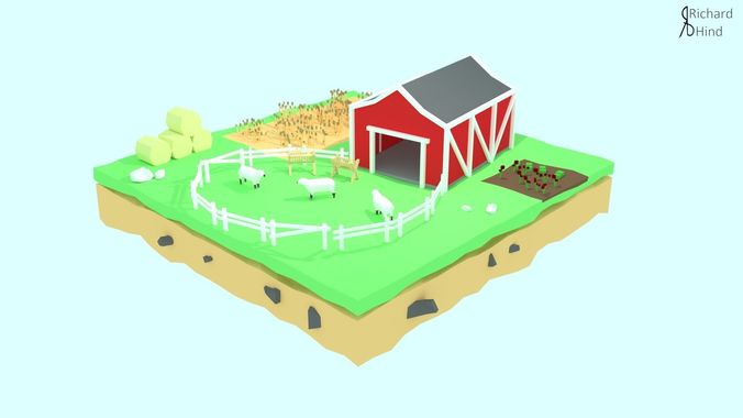 low poly farm by RICHARD HIND free VR / AR / low-poly 3D model | CGTrader
