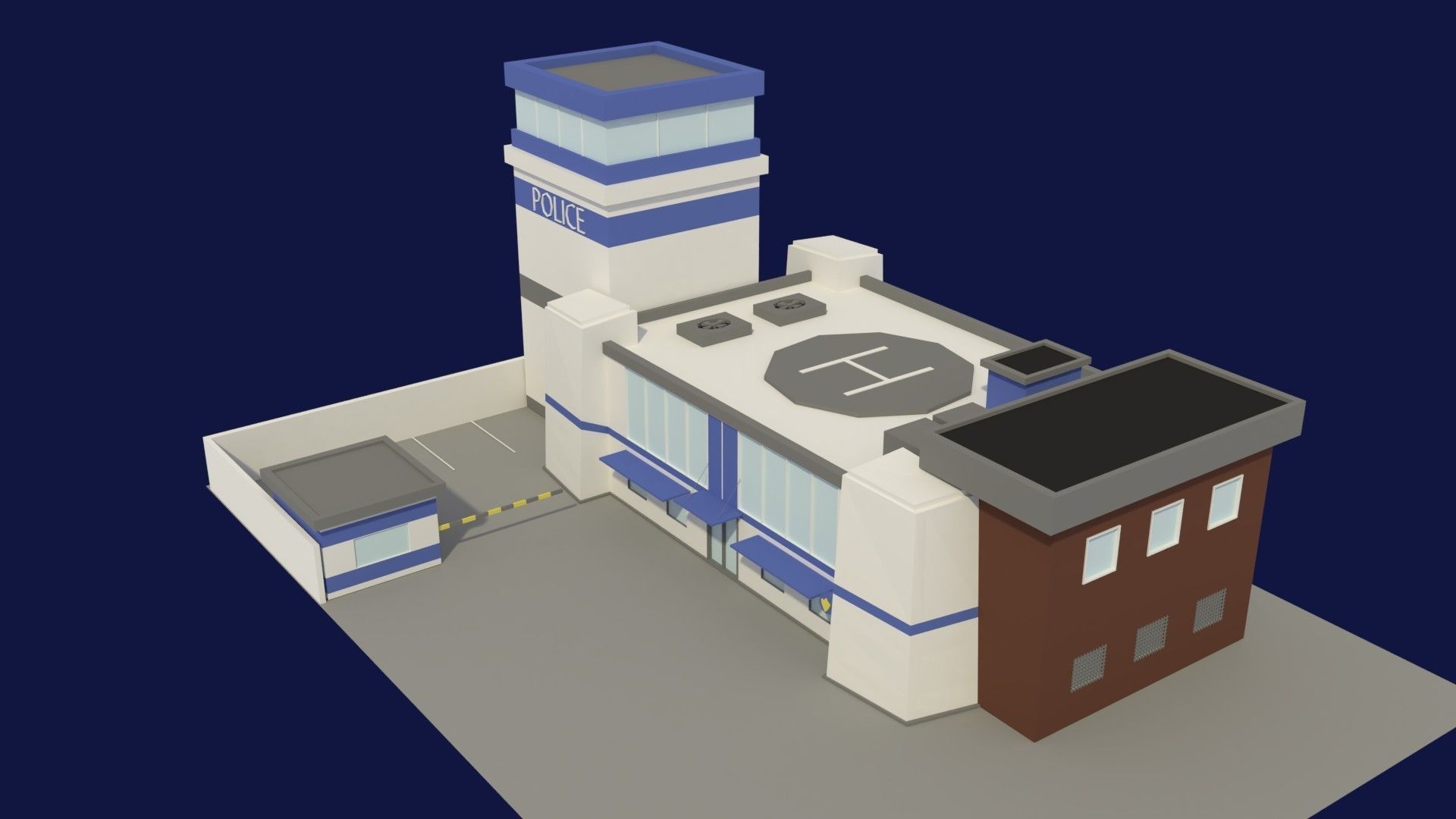 3D model Low Poly Police Station VR / AR / low-poly | CGTrader