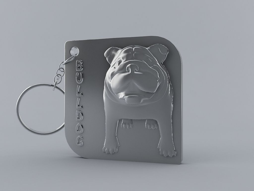 English Bulldog Keychain 3D model 3D printable | CGTrader