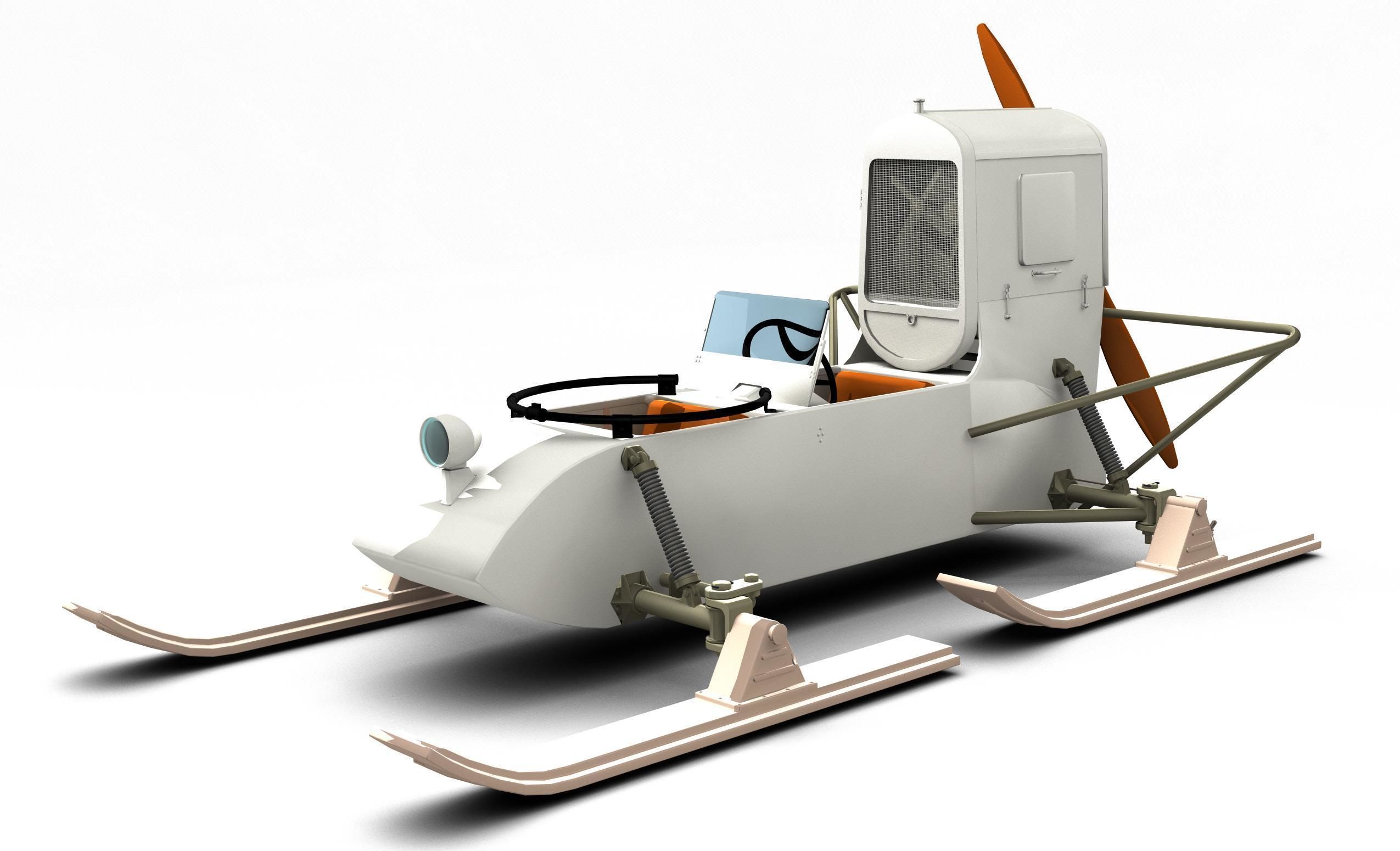 Aerosan RF-8 GAZ-98 and NKL-26 Armoured Sled 3D model | CGTrader