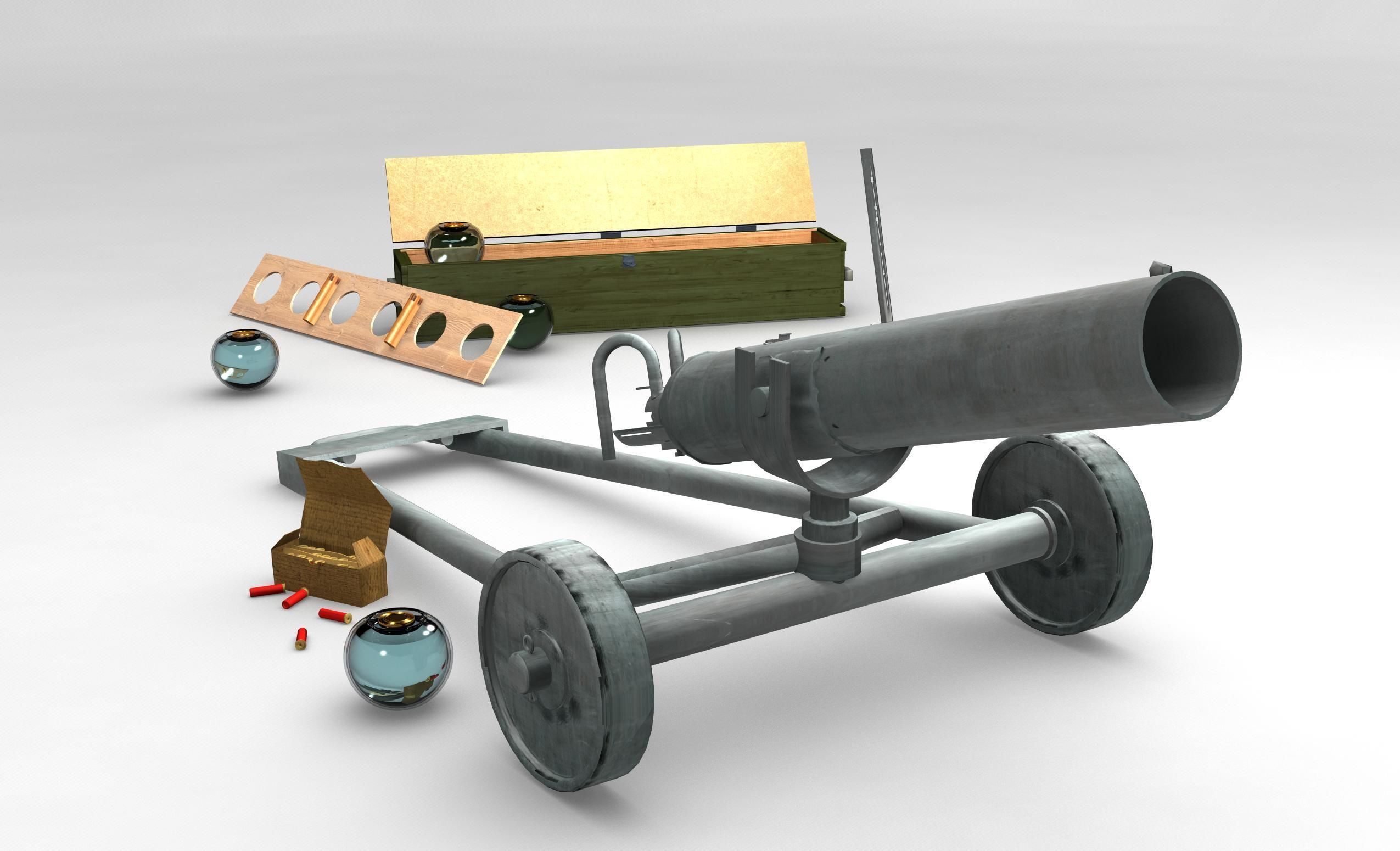 Russian 125mm Ampulomet Cannon 1941 3D model | CGTrader