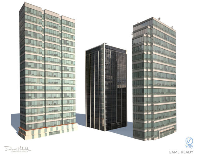 3D model High Rise Pack of 3 VR / AR / low-poly | CGTrader