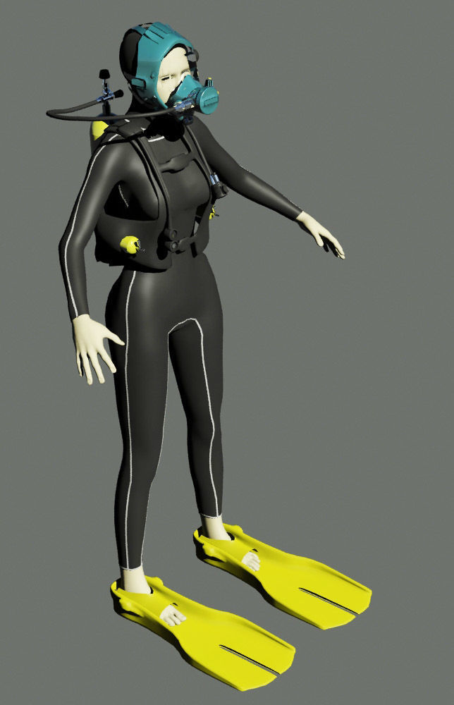 3D model Female Scuba diver VR / AR / low-poly | CGTrader