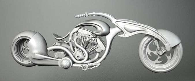 MOTOMOTIVE 4 chopper motorcycle 3D model | CGTrader