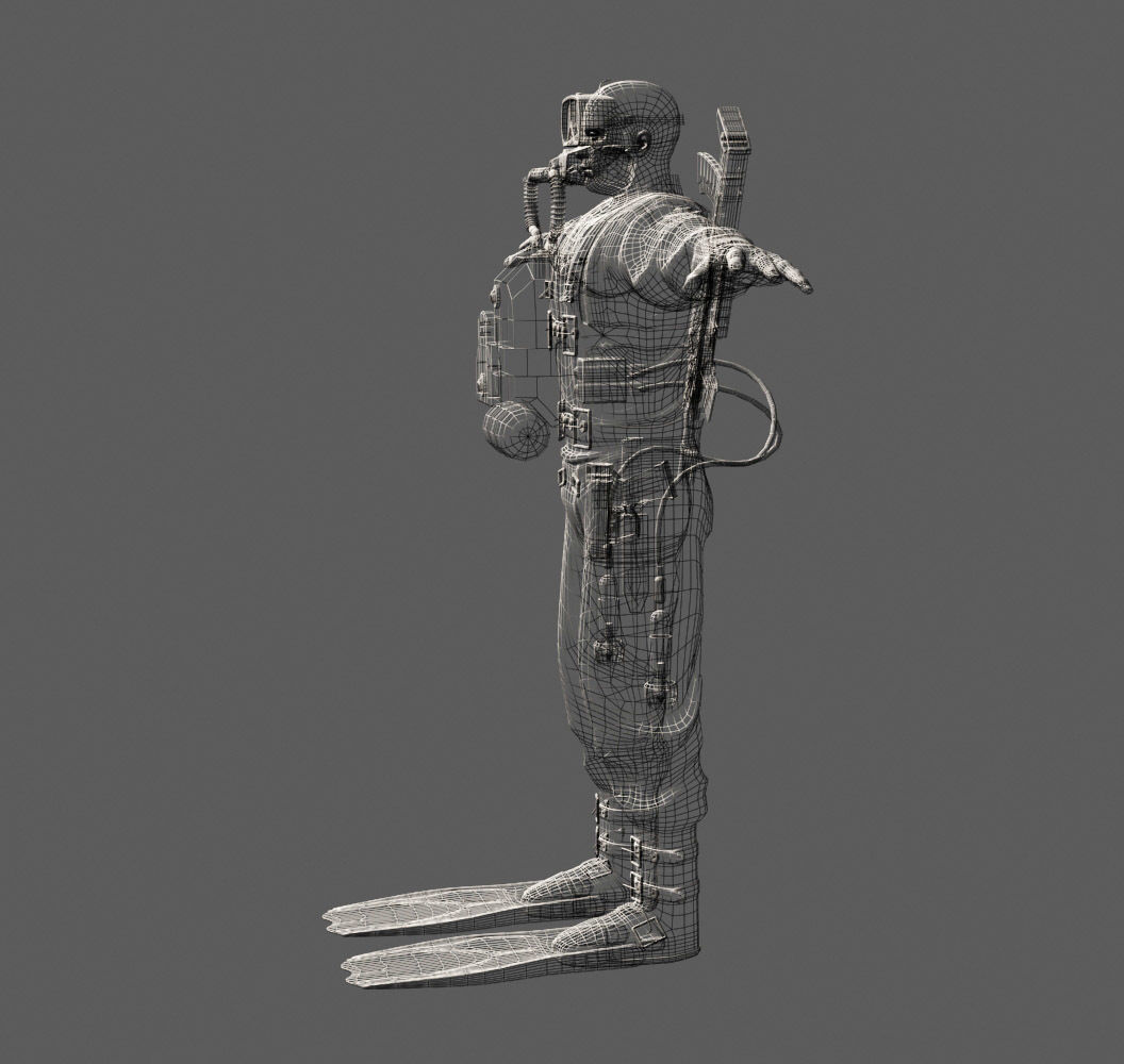 Military frogman 3D model rigged | CGTrader