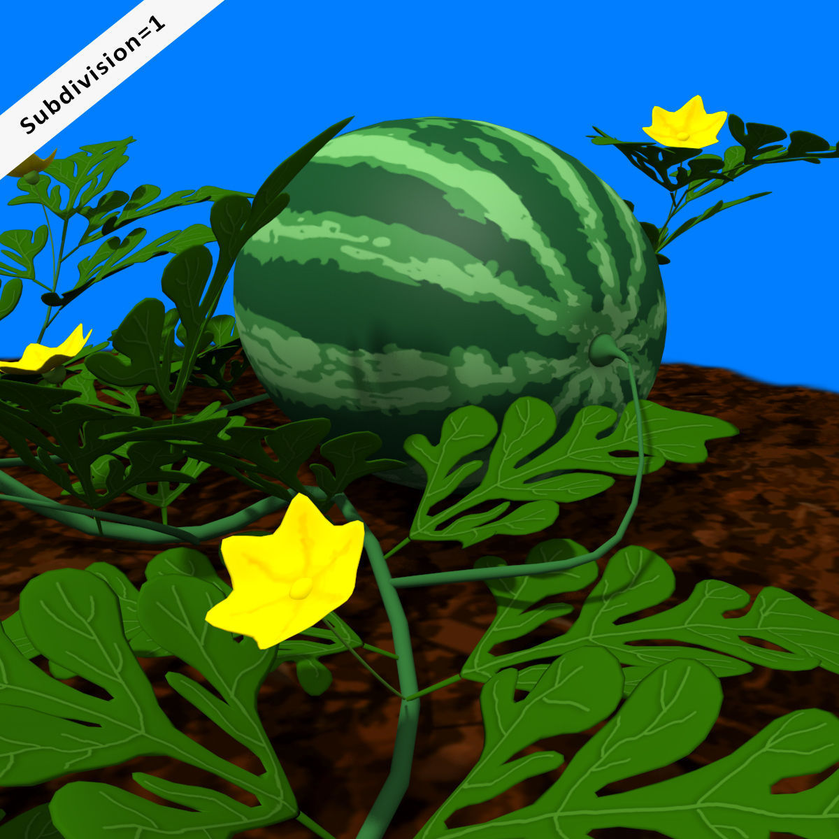 3D model Cartoon Watermelon Plant VR / AR / low-poly | CGTrader