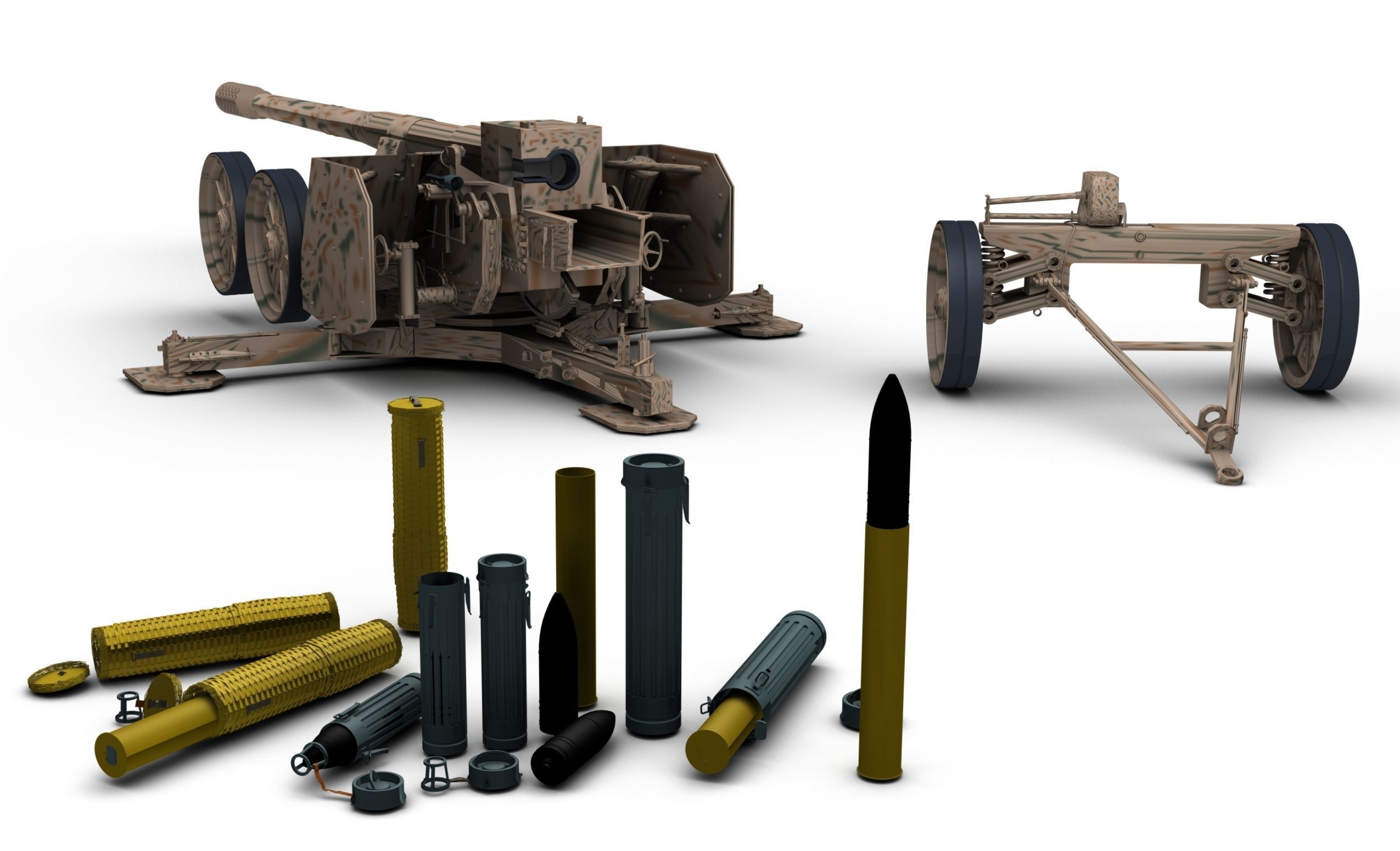 Rheinmetal 12 cm K44 L55 Anti tank Gun 3D model | CGTrader