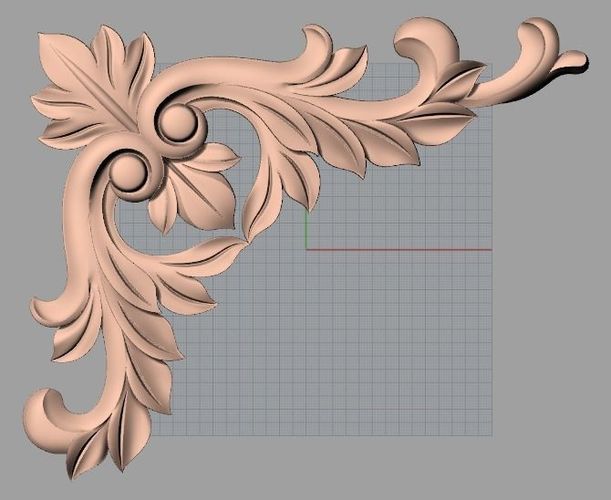 Furniture decorative corner flower 3D STL model for CNC E876 3D model ...