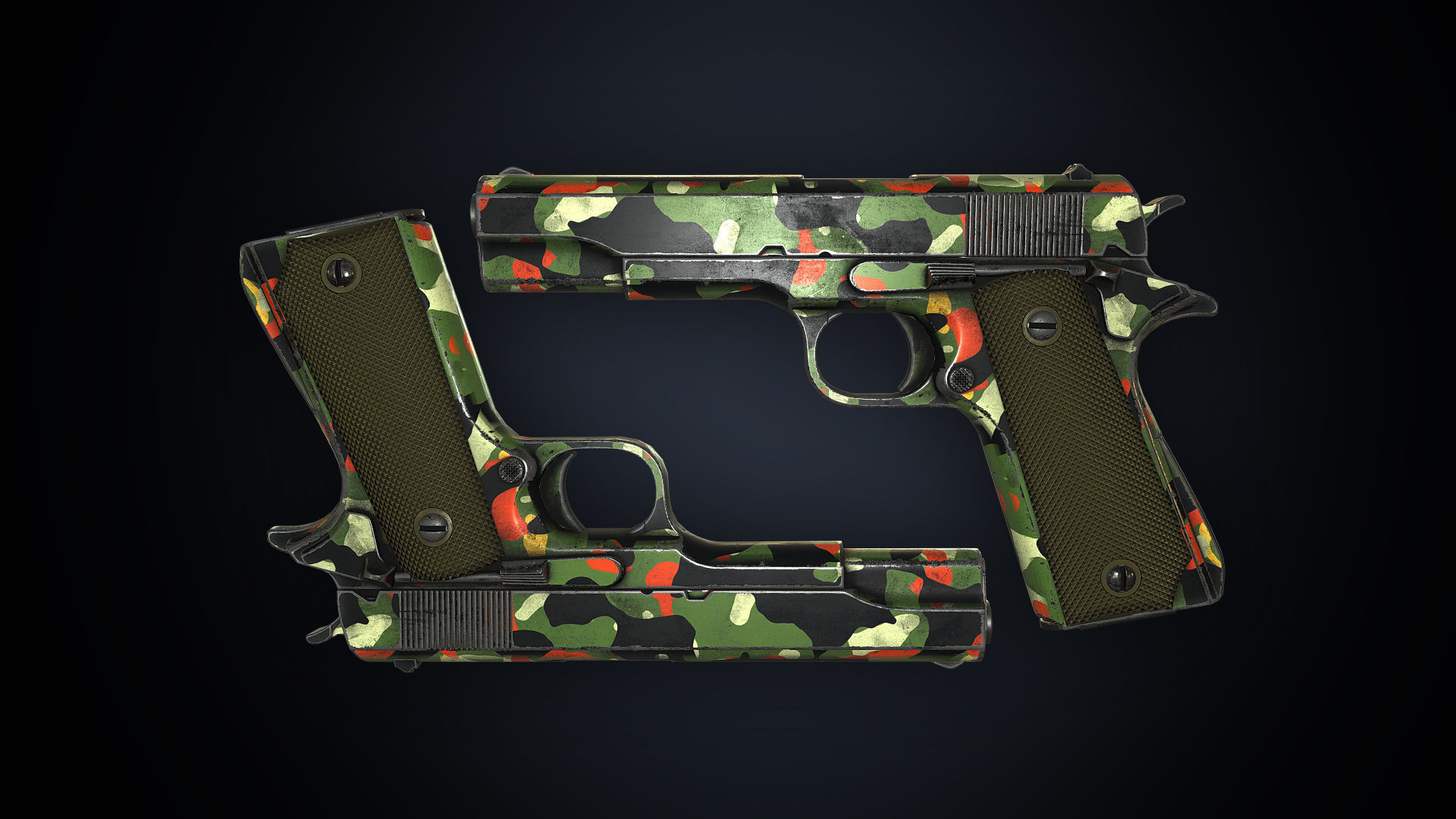 3D model PBR Colt M1911 with Bonus Camo Textures for FPS VR / AR / low ...