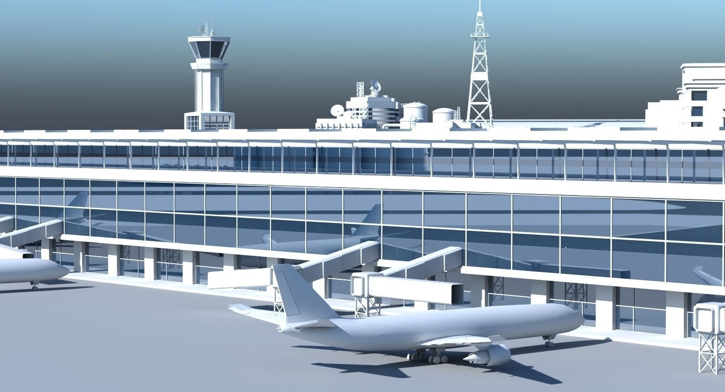 3D Airport with buildings and runway 3D model | CGTrader