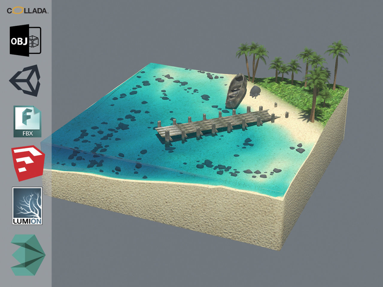 Cube Beach 3D model | CGTrader