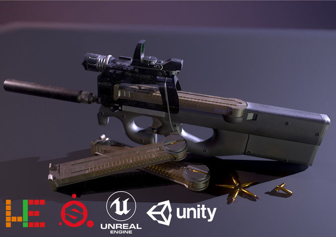 3D model HIE Game Ready P90 Attached D180521 VR / AR / low-poly | CGTrader