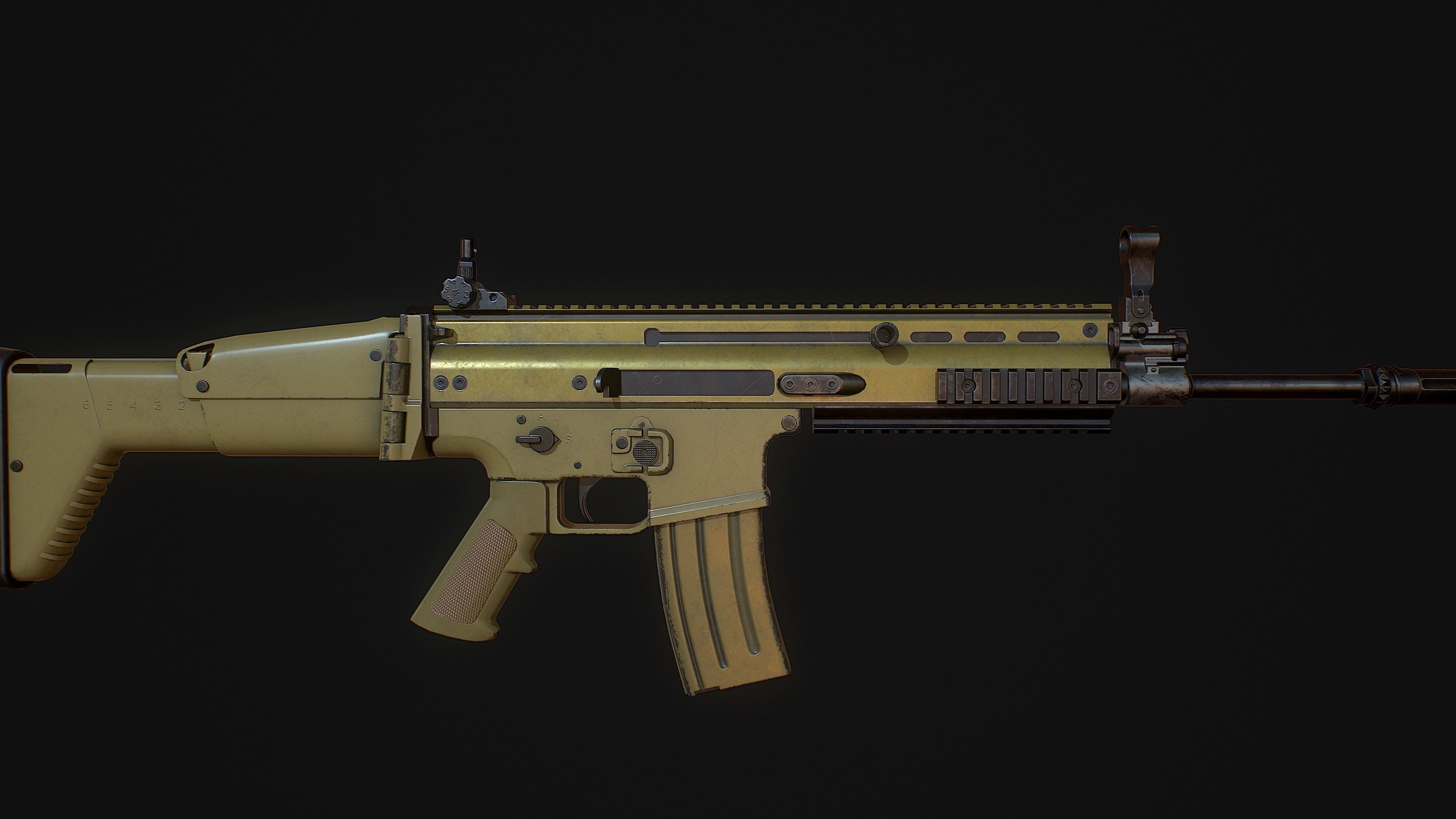 3D model SCAR L tan rifle VR / AR / low-poly | CGTrader
