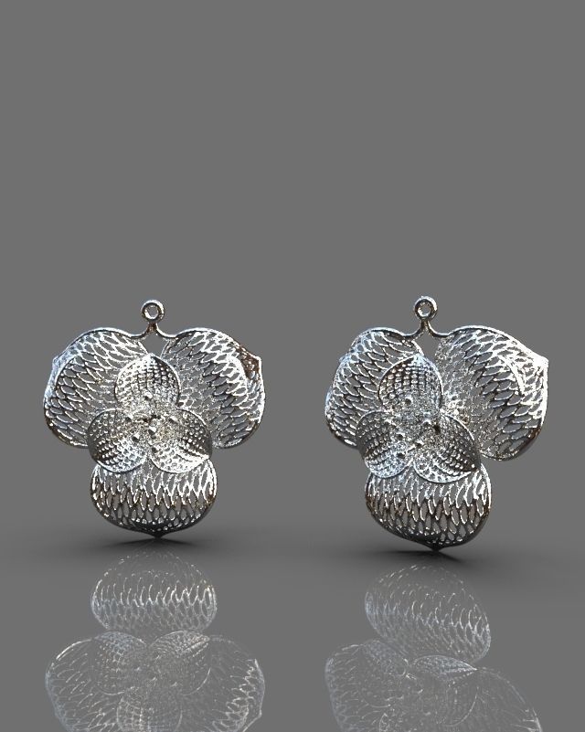 Floral earrings 3D model 3D printable | CGTrader