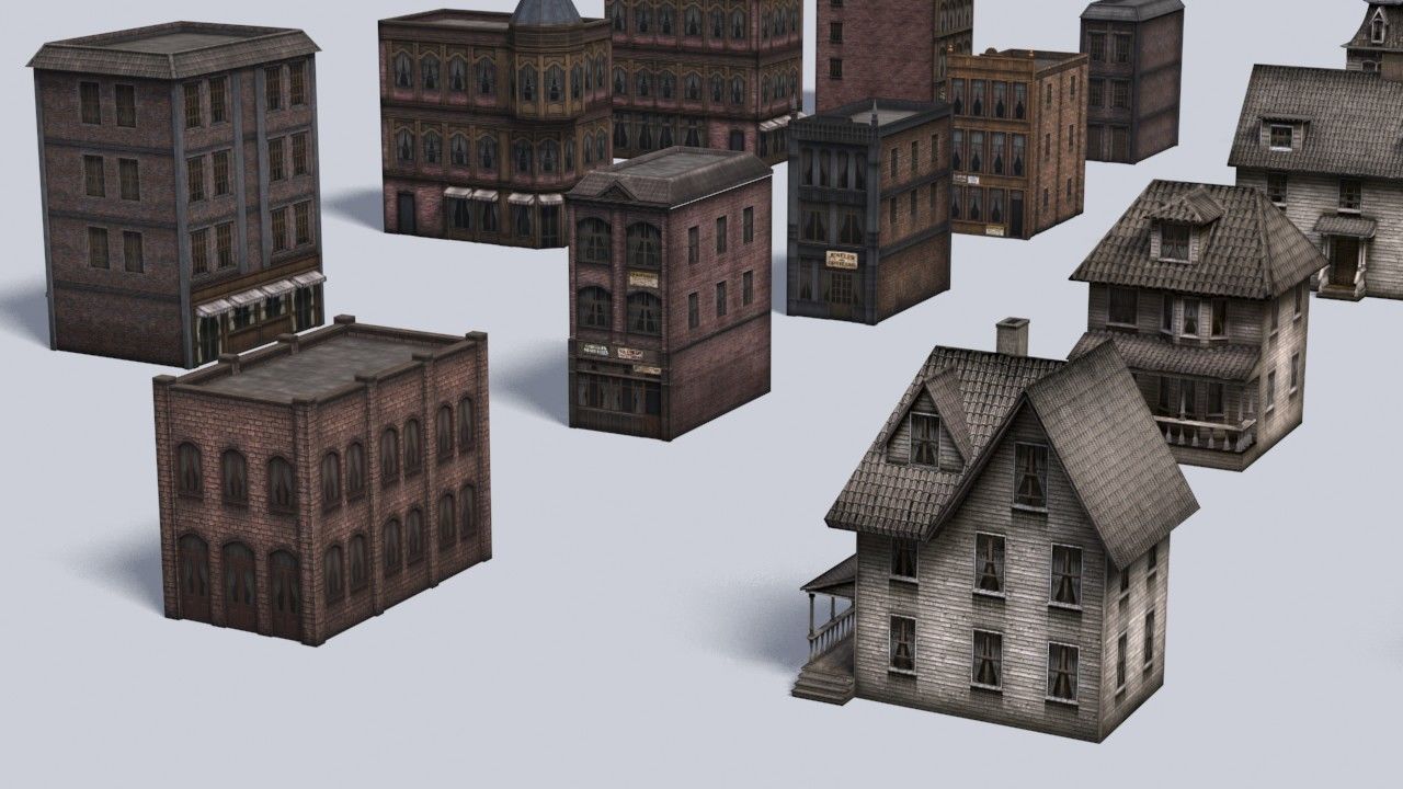 3D model Victorian Old Style Low Poly Buildings Collection VR / AR ...