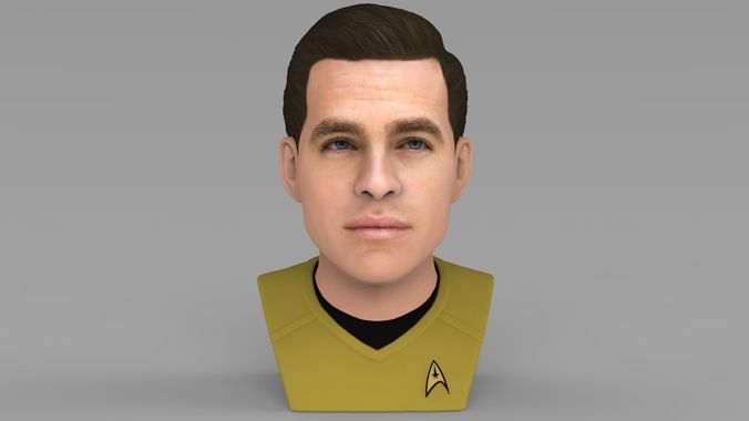 Captain Kirk Chris Pine Star Trek bust full color 3D printing 3D model ...