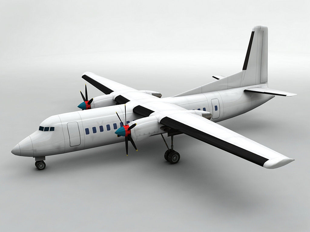 3D model Fokker 50 Airliner - Generic White VR / AR / low-poly | CGTrader