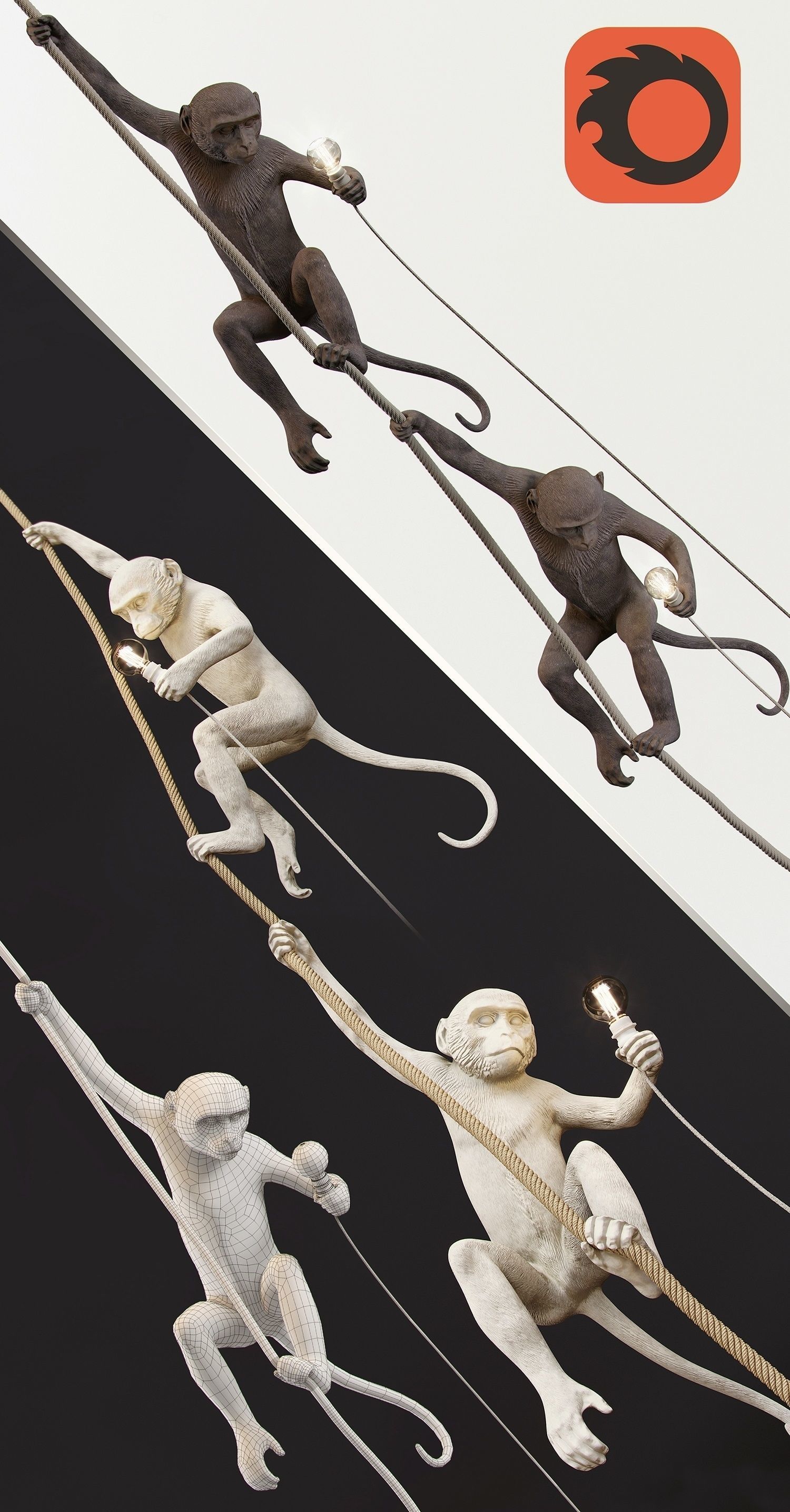 3D model The Monkey Lamp Ceiling Version by Seletti VR / AR / low-poly ...