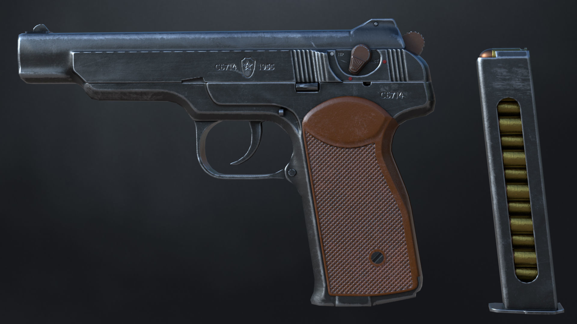 3D model APS Stechkin automatic pistol VR / AR / low-poly | CGTrader