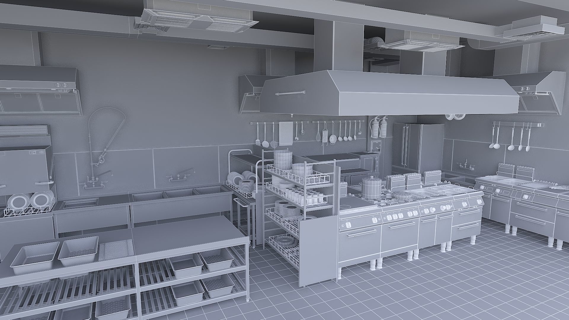 Commercial Kitchen v2 3D model | CGTrader