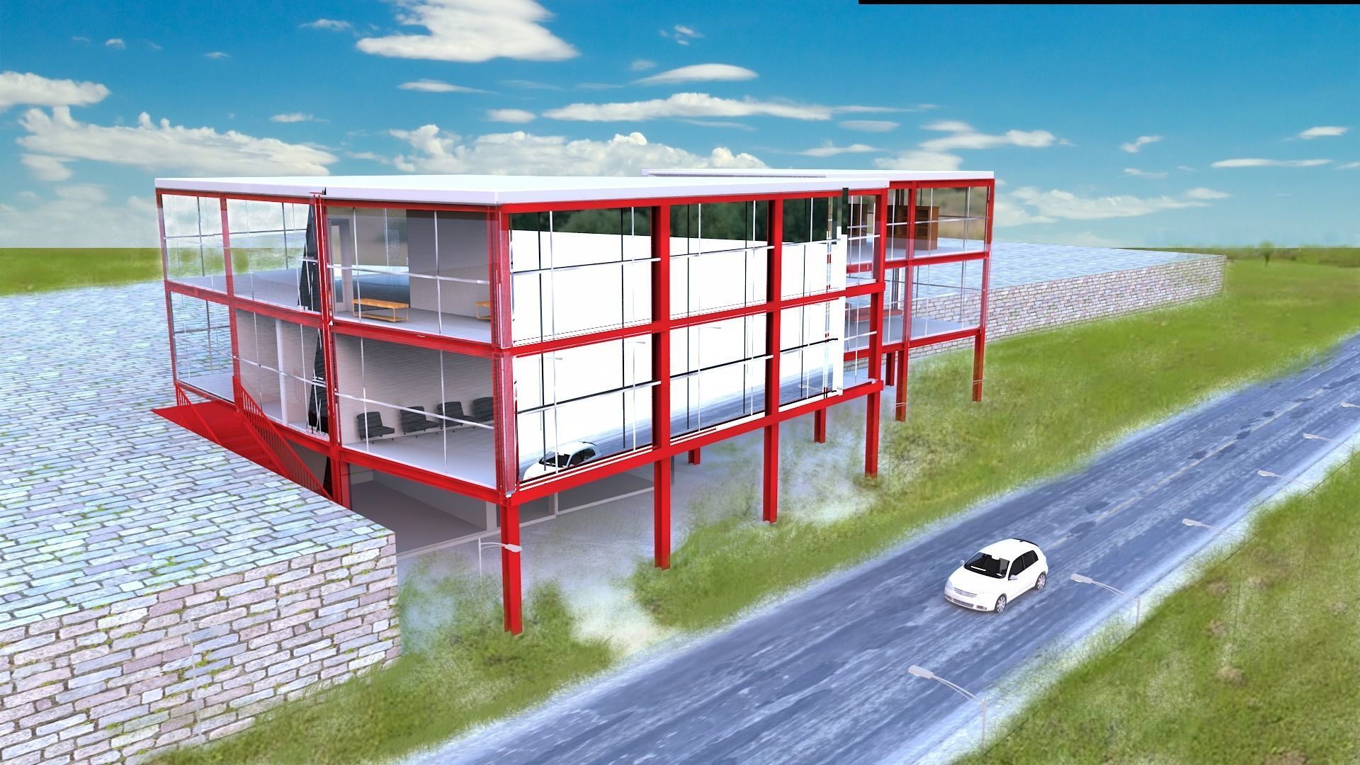 Steel building free 3D model | CGTrader