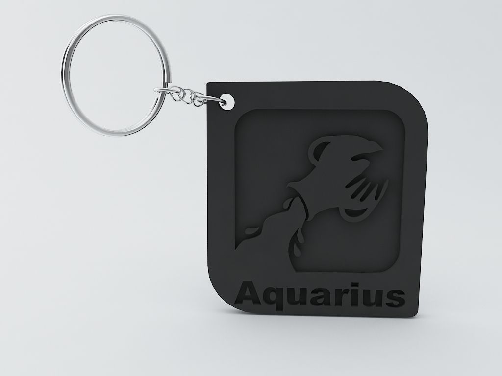 Aquarius Zodiac Keychain Model 3D model 3D printable | CGTrader