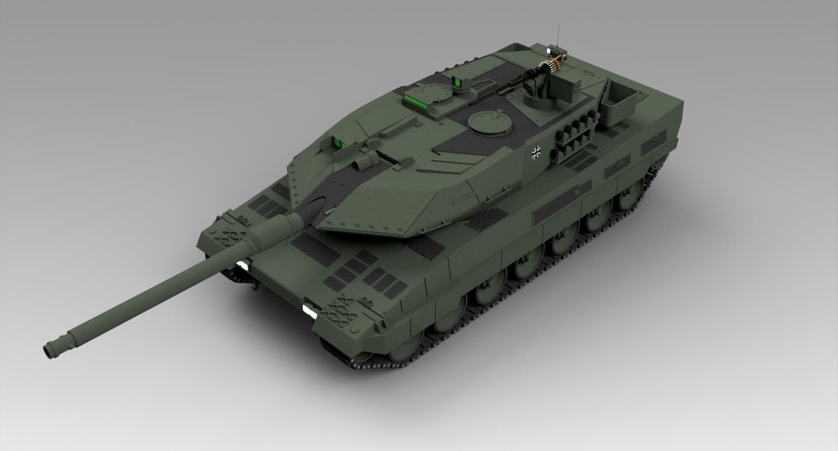 Leopard 2A6 3D model rigged STP