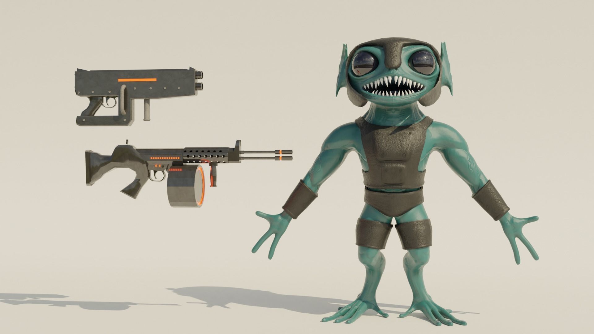 3D model Alien Mech Suit and Alien Soldier VR / AR / low-poly rigged ...