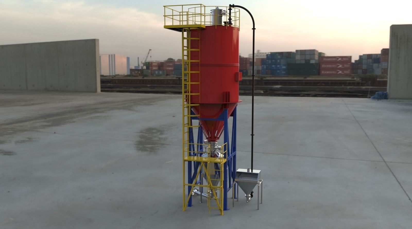 POWDER SILO AND TRANSFER CONVEYOR free 3D model | CGTrader
