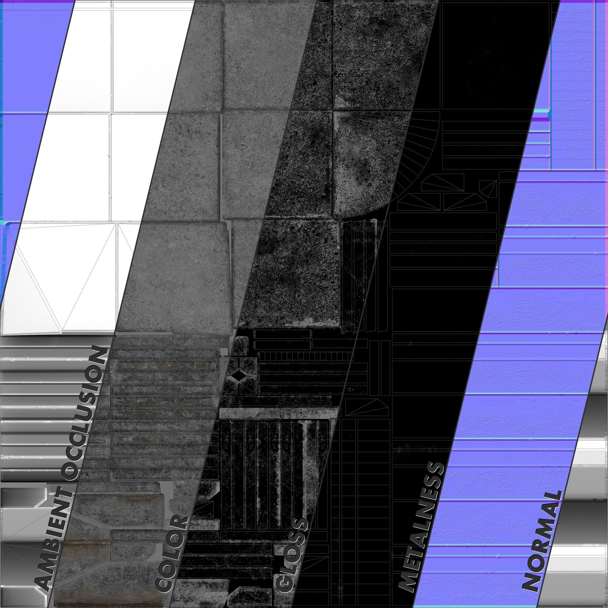 3D model Sidewalk - Modular Set 1 Color Options VR / AR / low-poly ...