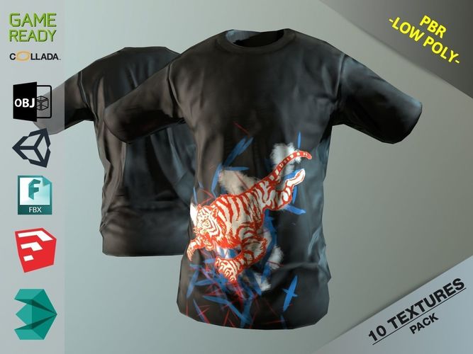 3D model Shirts 1 t shirt with tiger VR / AR / low-poly | CGTrader